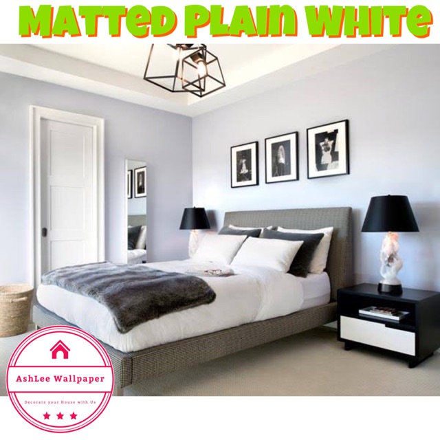PLAIN MATTED WHITE wall sticker/wallpaper for home decoration 10meters ...