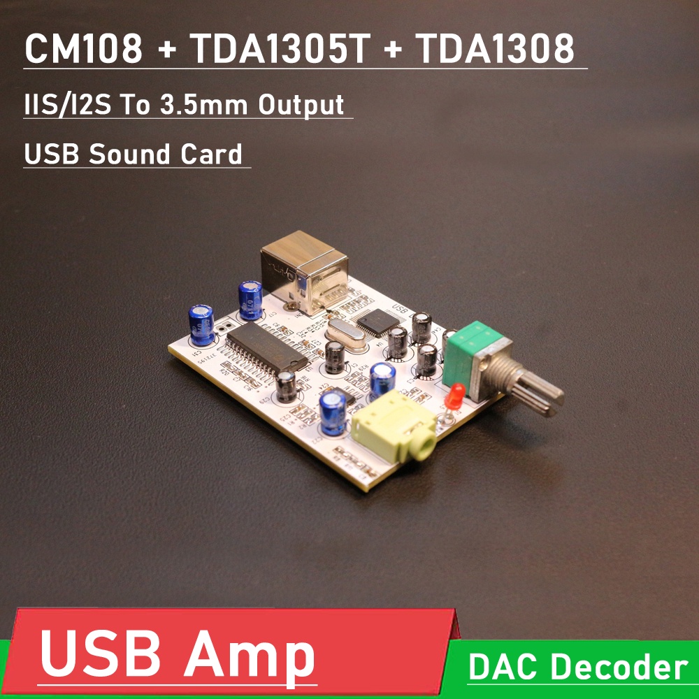 CM108 + TDA1305T + TDA1308 IIS I2S To 3.5mm Output USB Amp USB Sound ...