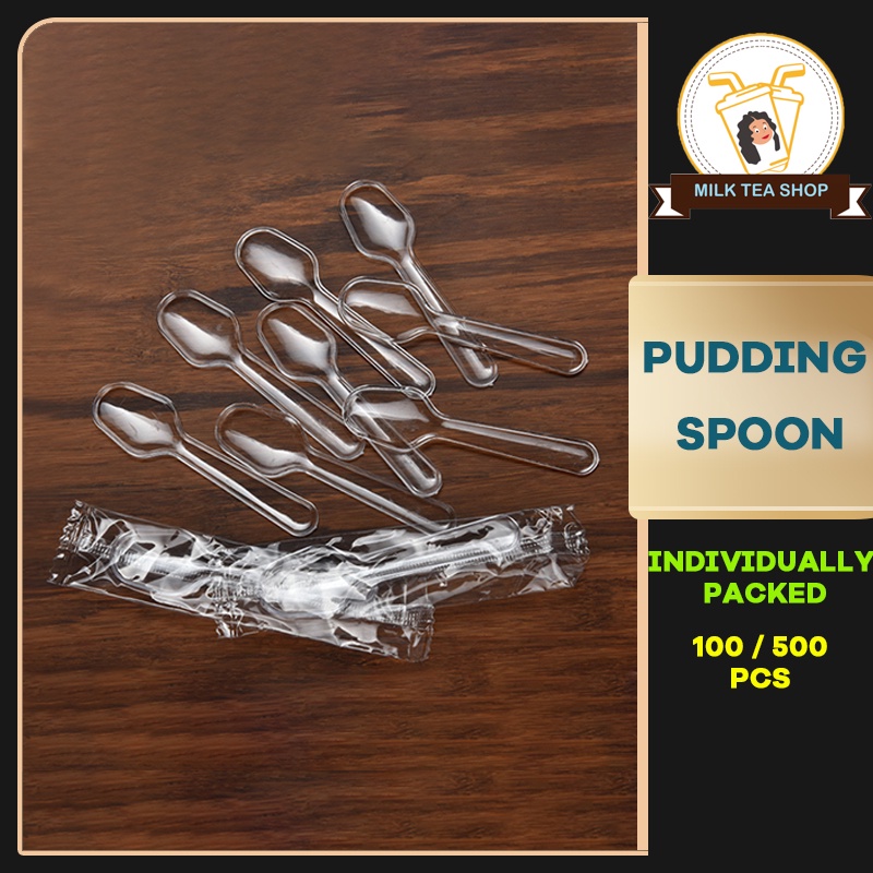 500pcs Pudding Spoon Plastic Sundae Spoon/Disposable Transparent Spoon ...