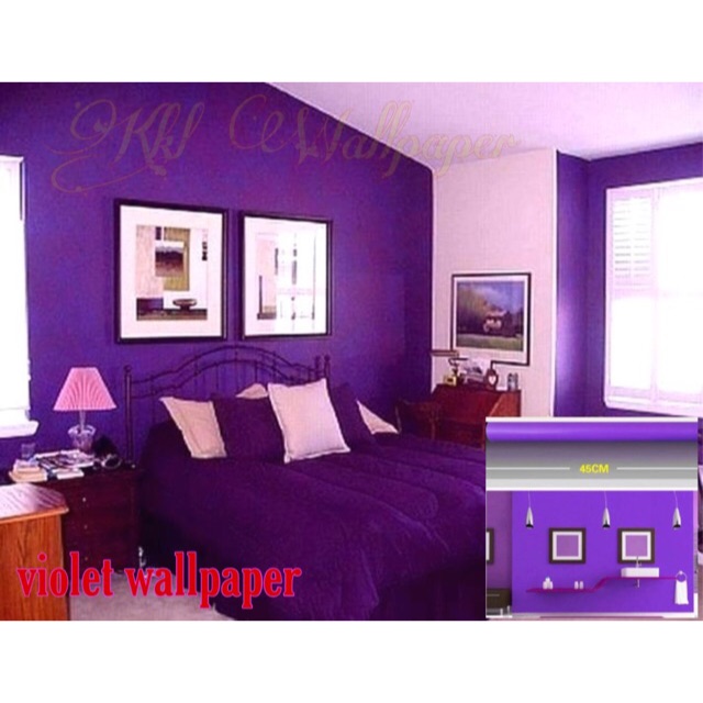 Fashion Plain violet wallpaper Pvc Wallpaper 10 meters self adhesive ...