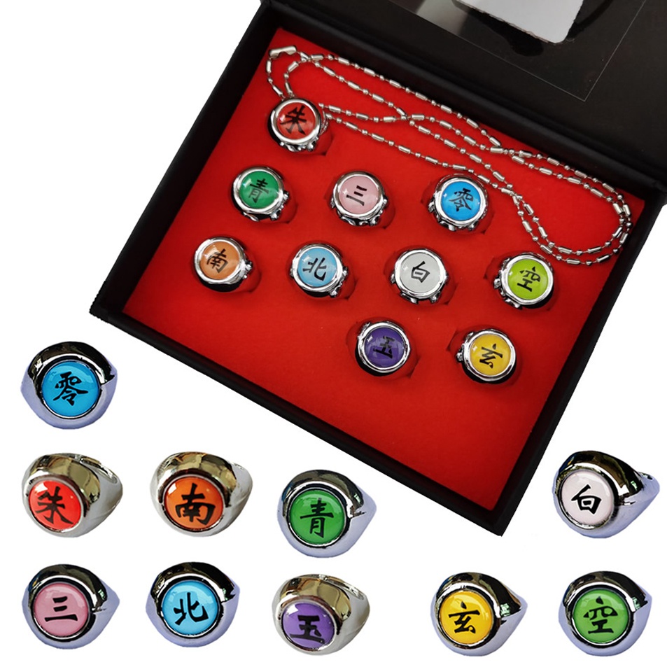 10PCS/Set Naruto Akatsuki Metal Rings Anime Itachi Figure Cosplay ...