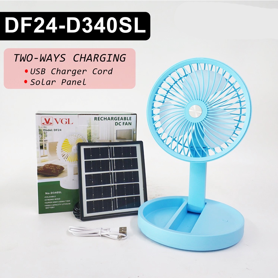 VGL 6" Mini Solar Rechargeable Portable Desk Fan with Solar Panel and ...