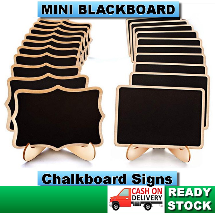 Zamify Mini Framed Chalkboard Sign Labels with Easel Stand, Wooden ...