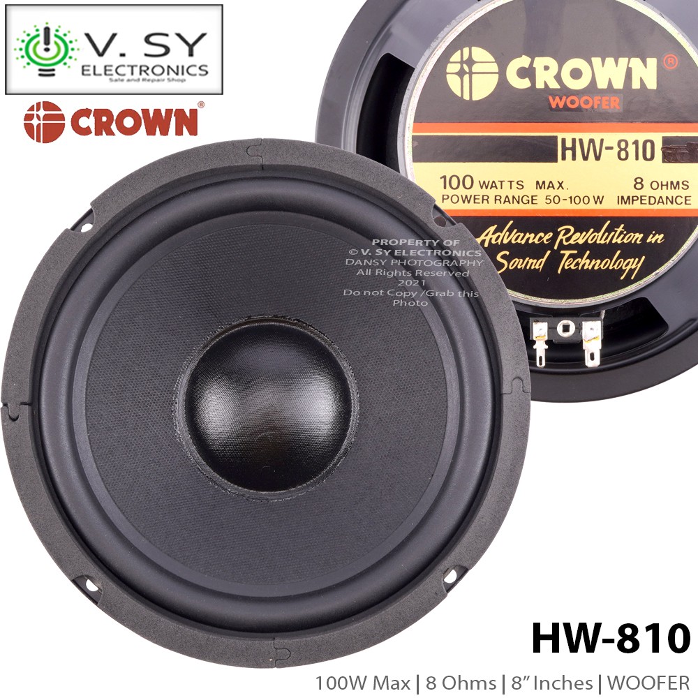 2021 Original Crown HW-810 50W to 100W 8 Ohms 8 Inches Professional ...