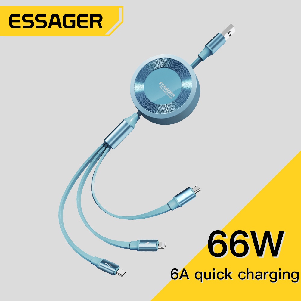 Essager 66W 6A super fast charge 3 in 1 telescopic data cable can be ...