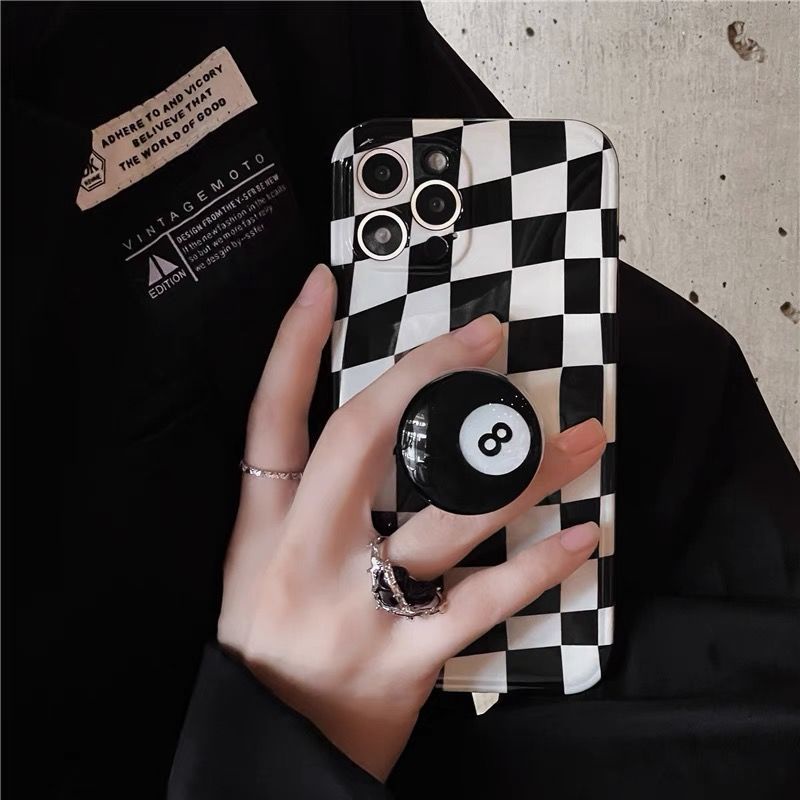 Ins sweet cool black and white 8th billiard cell phone airbag bracket ...