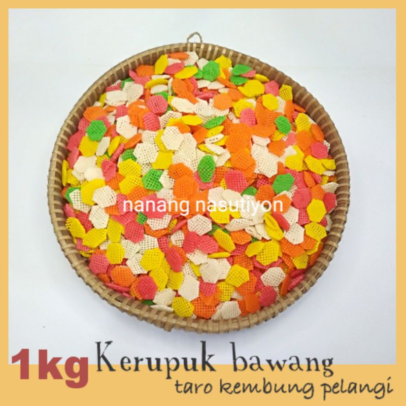 Raw blooming rainbow taro puffed onion crackers ready to fry crispy 1kg ...