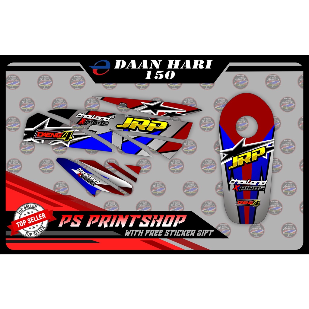 Daan Hari 150 Euro motor Full set tank side and top tank sticker Decals ...