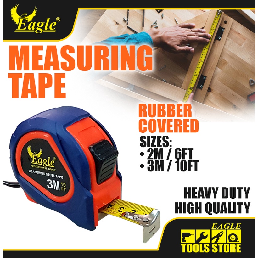 Steel Tape 2m and 3m Measuring Tape Rubber Covered Metric and Inch ...