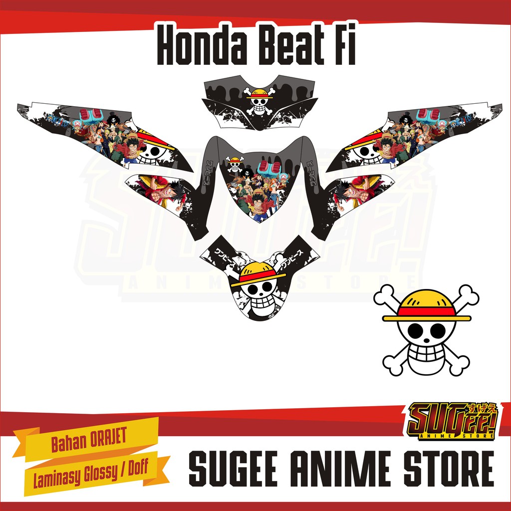 Black Anime One Piece Motorcycle Decal Sticker For Honda Beat Fi One ...