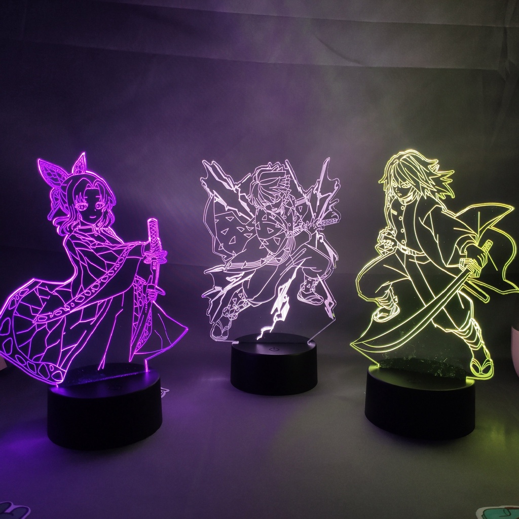 3D Led Night Lights Demon Slayer Anime Figure RGB Neon Birthday Gifts ...