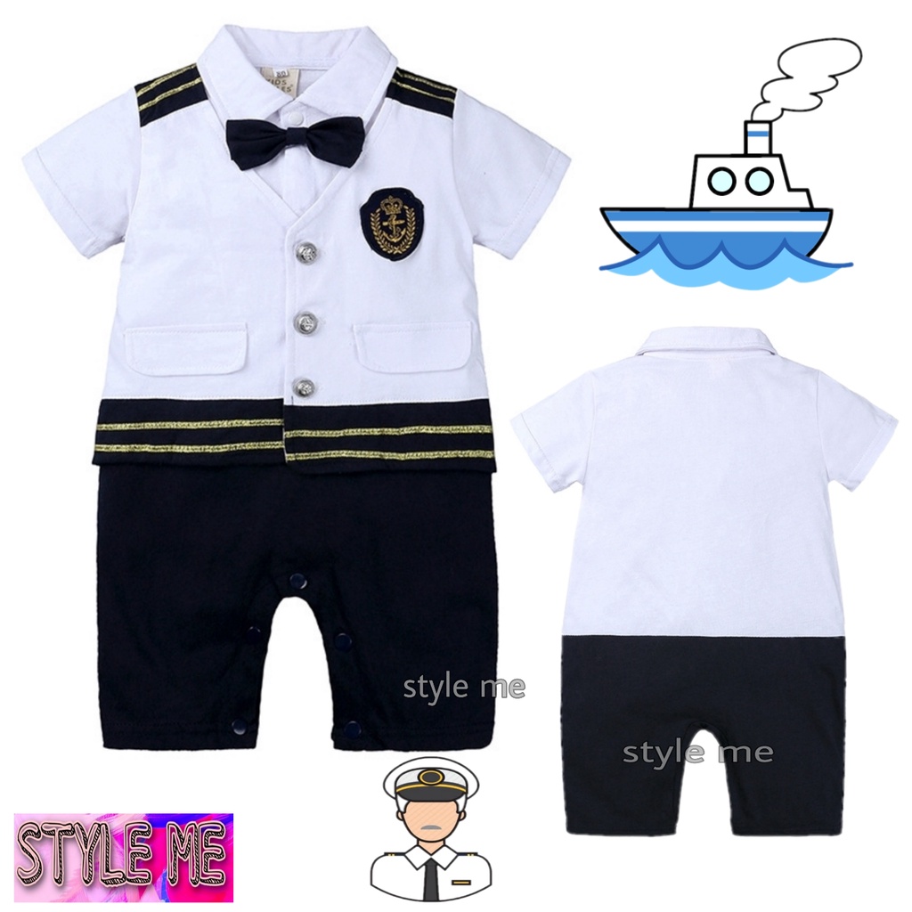 White Seaman Career Suit Costume Overall Romper Cosplay Roleplay ...