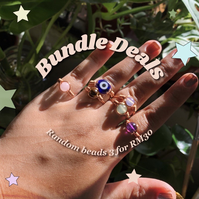 RANDOM BEADS BUNDLE 3 for RM30 Wire Wrapped Stone Rings Handmade TikTok ...