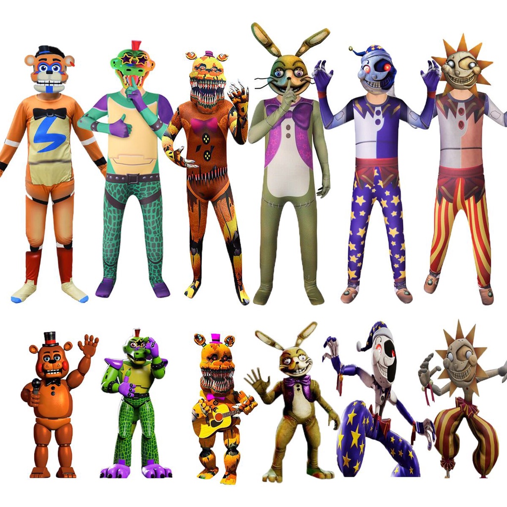 2023 Fancy Halloween Costume for Kids Sundrop FNAF Sun clown Jumpsuit ...