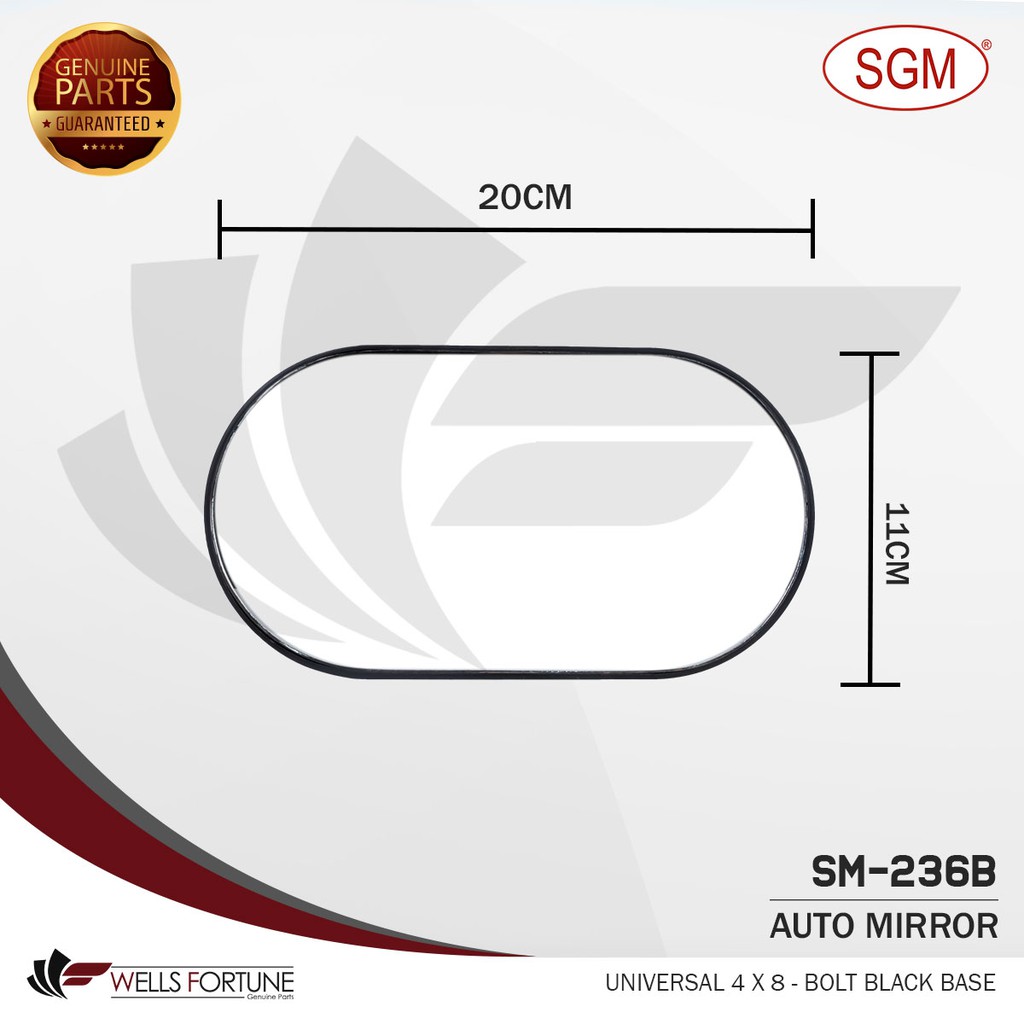 UNIVERSAL 4 X 8 - BOLT BASE SGM BLACK SIDE MIRROR (2PCS) | Shopee ...