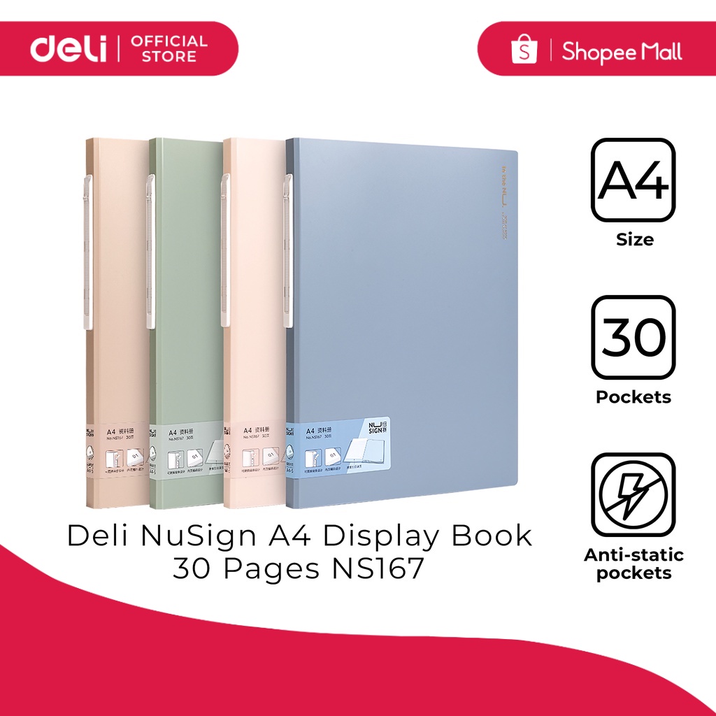 Deli NS167 NuSign A4 Display Book 30 Pages [79NS167] | Shopee Philippines