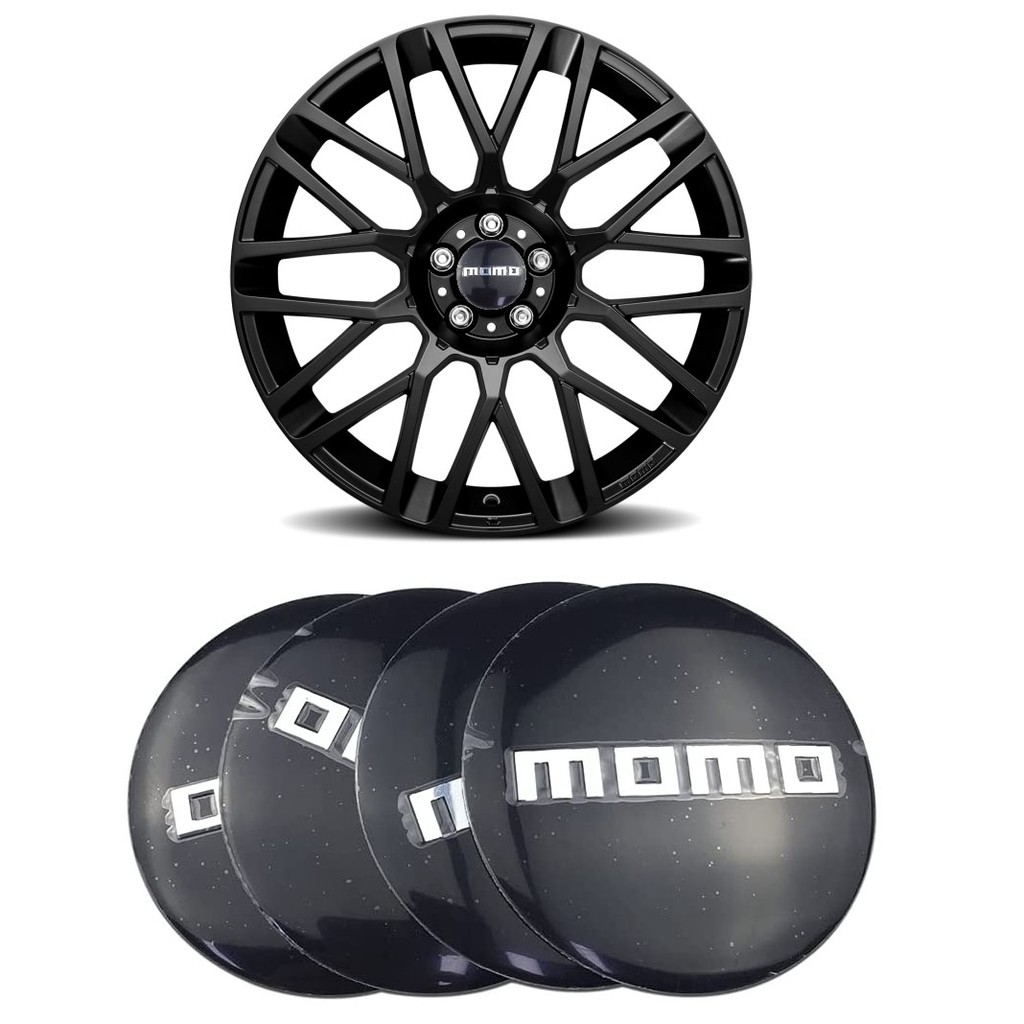 4PCS 56mm MOMO Car Center Cap Emblem Wheel sticker Hub Caps Mags Black ...