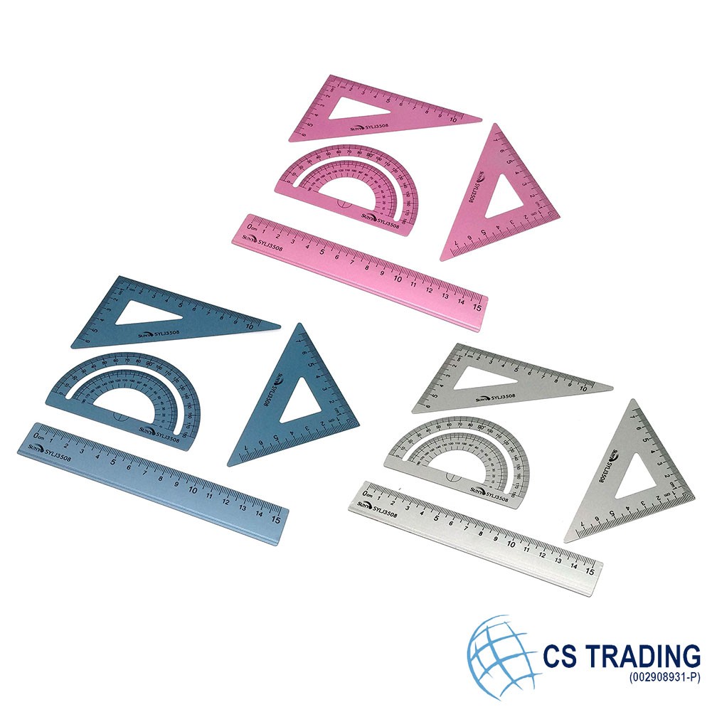 4-Piece Aluminum Ruler Set / Math Geometry Ruler Set / Straight Ruler ...