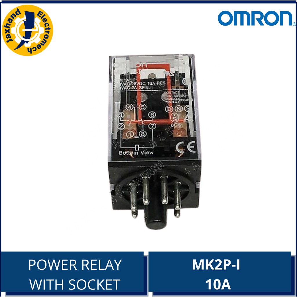 Omron Relay MK2P-I, 10A 250VAC, 8-PIN, 220VAC/24VDC/110VAC with Socket General Purpose Relay ...
