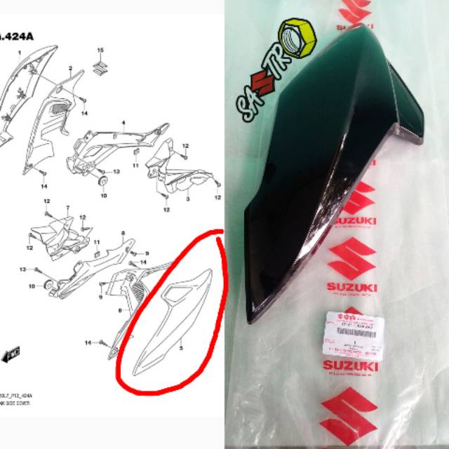 HITAM PUTIH MERAH Gsx S bandit Left fairing Wing front frame Cover ...
