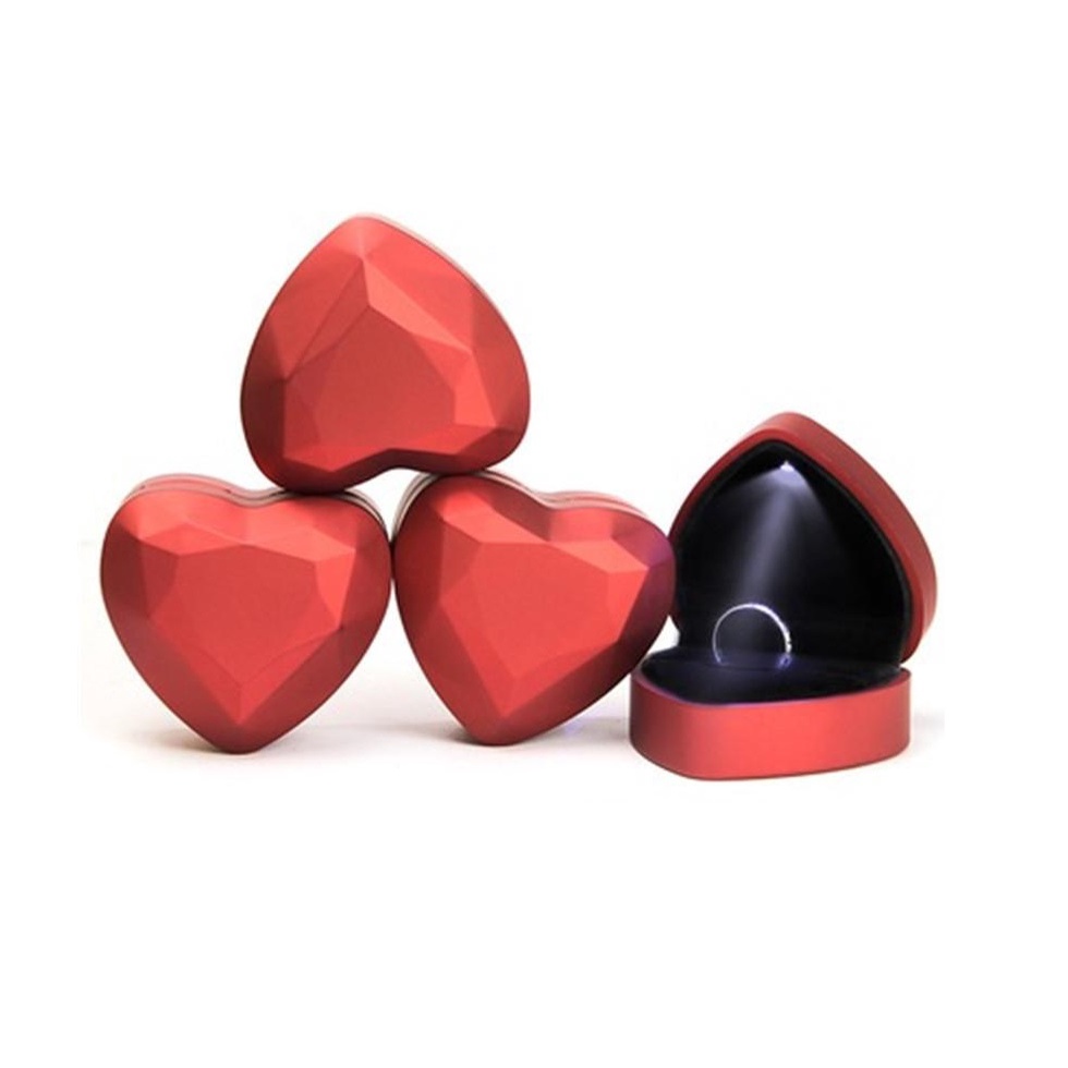 Single Ring Box Hearth shape with Led Light Red Black SALE !! | Shopee ...