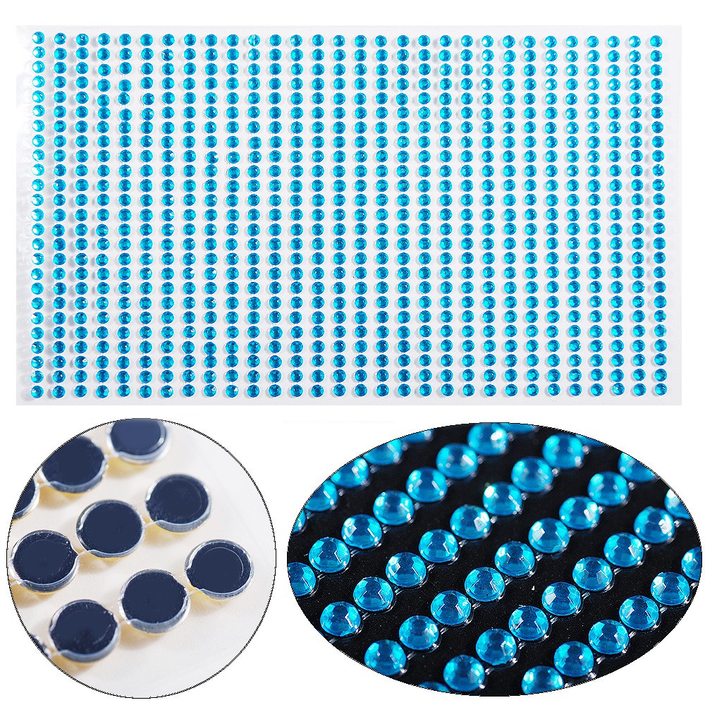 3mm 750pcs/set Acrylic Crystal Stickers Self Adhesive Colorful Flatback ...