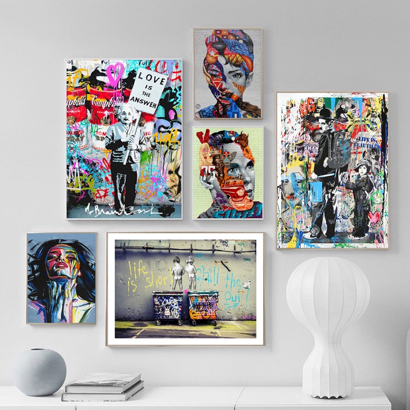 Street Wall Graffiti Art Canvas Painting Abstract Colorful Animals ...