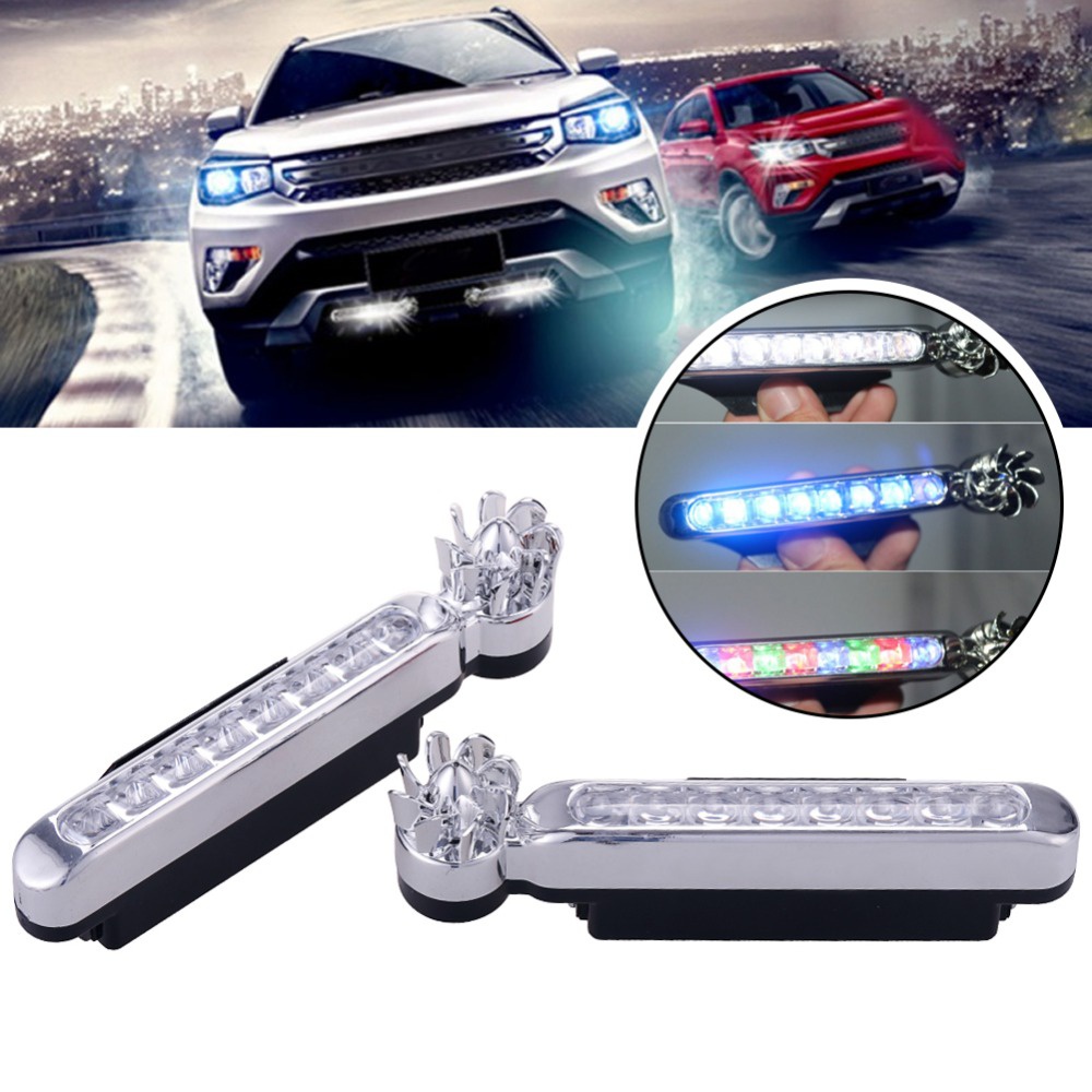 8 LED Wind Powered Car Light External DRL Running Lights Headlight Fog ...