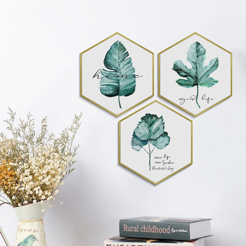 Nordic Leaves Monstera Hexagon MDF Wood Decor Set of 3 - 26x29cm ...