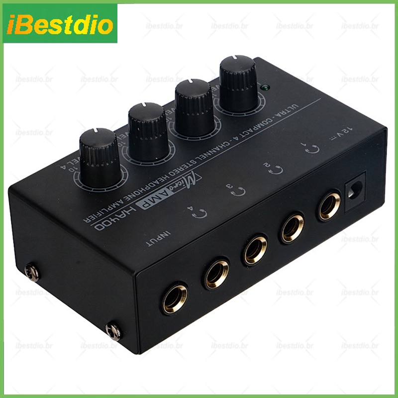 4 Channels Mini Headphone Amplifier Stereo Audio Mixer with EU US Power ...
