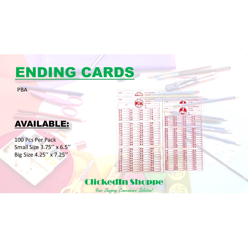 Ending Cards 100 Pcs Per Pack PBA Cards Small Size / Big Size | Shopee ...