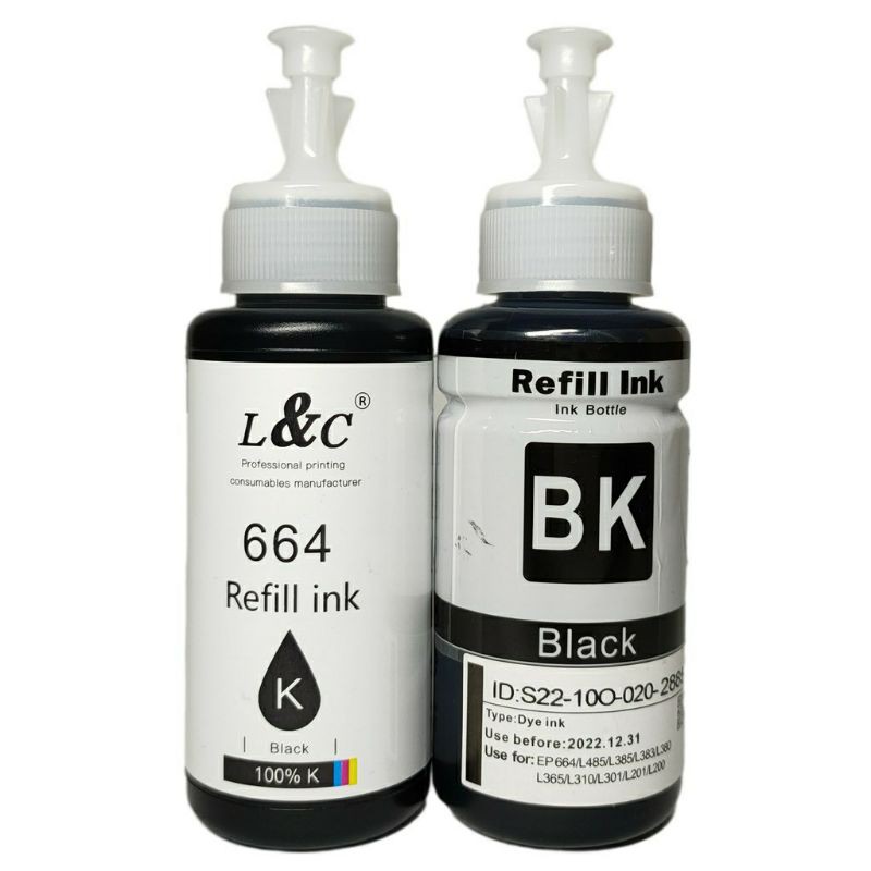 EPSON BLACK PREMIUM INK Refill T664 for Epson L100 L101 L110 L120 L130 L565 L201 L3110 Any ...