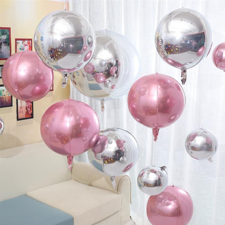 1PC 10/15/18/22/32 Inch 4D Round Aluminum Foil Balloons Metal Balloon ...
