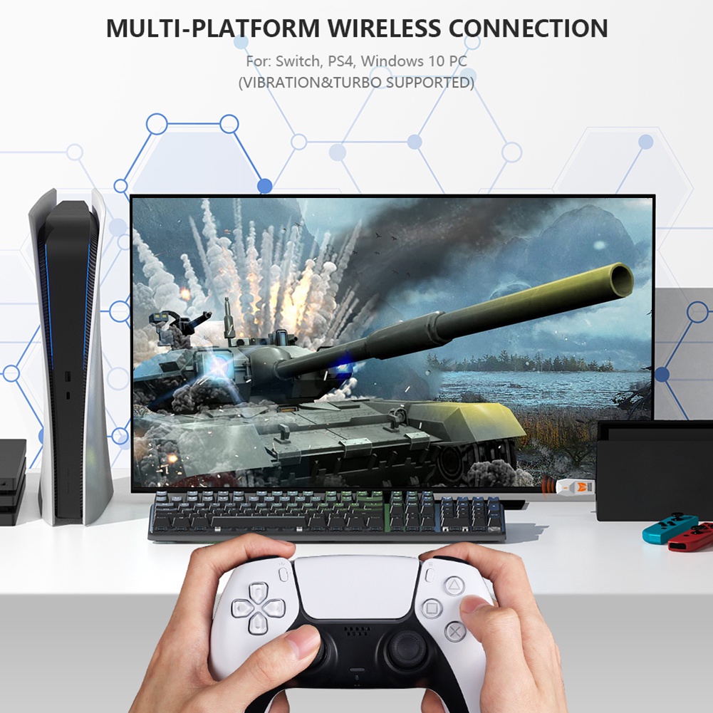 R100 PRO USB Receiver Wireless Adapter Gamepad Converter for PS4 PS5 ...