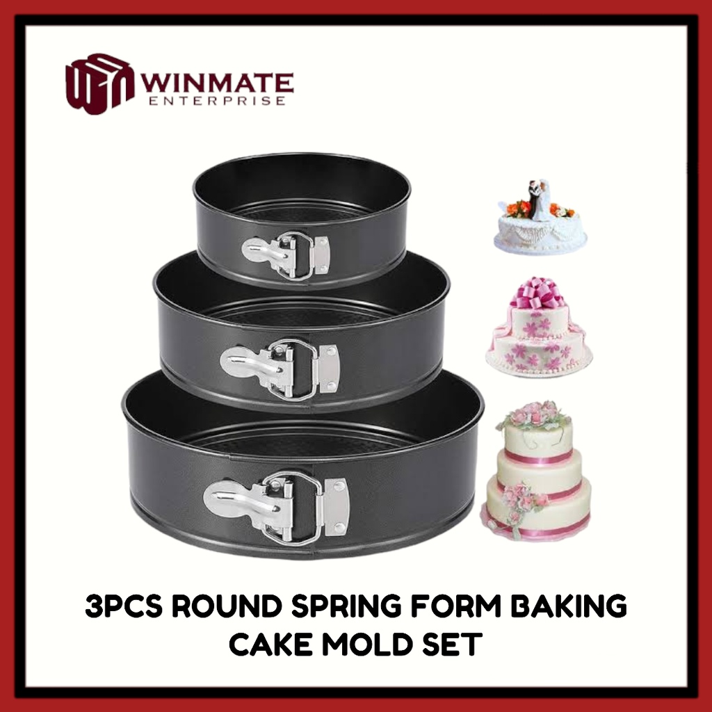 3pcs Non-stick Removable Base Tray Round Spring Form Baking Cake Molder ...