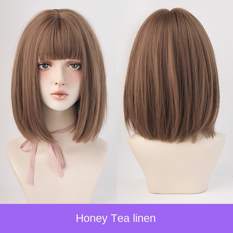 Wig female short hair Korean BOBO head cute cartoon bangs round face ...