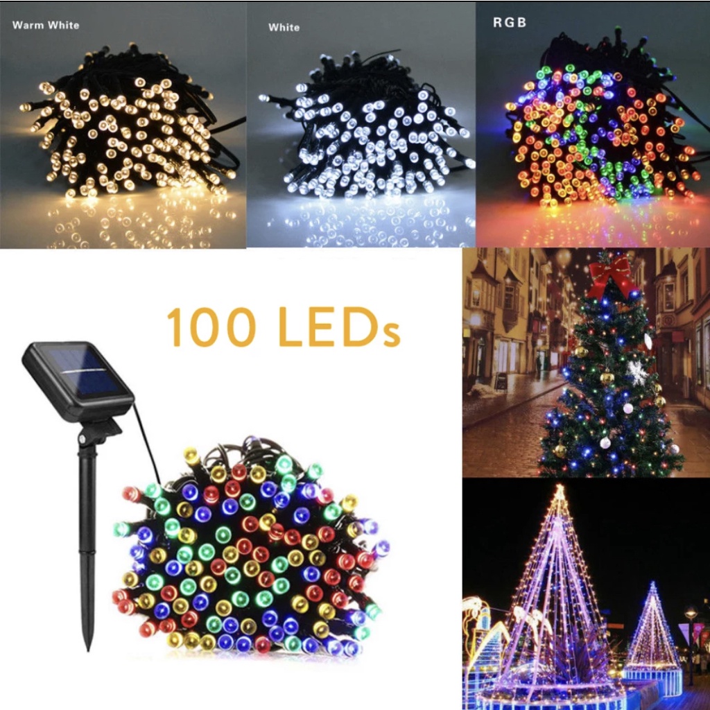 Lucky Christmas Light Outdoor Solar 30/50/100/200LED Waterproof Holiday ...