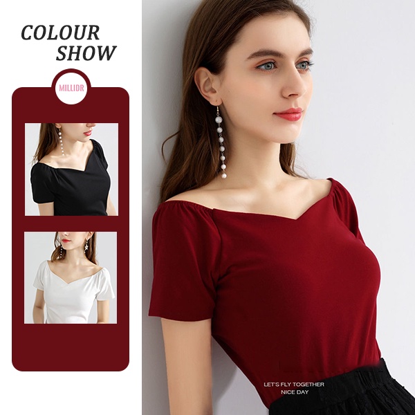 Women Cotton T Shirt Blouse Fashion Short Sleeves Sexy Temperament Tops Shopee Philippines