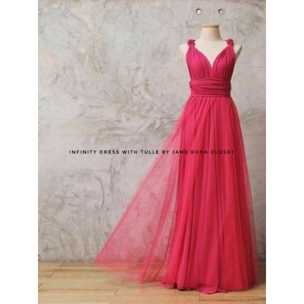 fushia pink infinity dress with tulle | Shopee Philippines