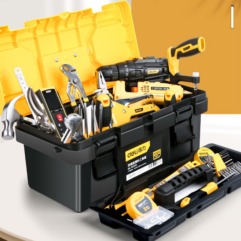 Deli 12-19 inch Heavy Duty Tool Box Toolbox Double Layer Plastic Tool ...