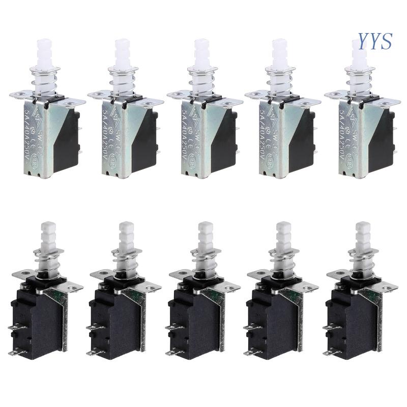 YYQ 10 Pcs Latching SPST Push Button Power 2Pin Switch SW-3 Switches AC ...