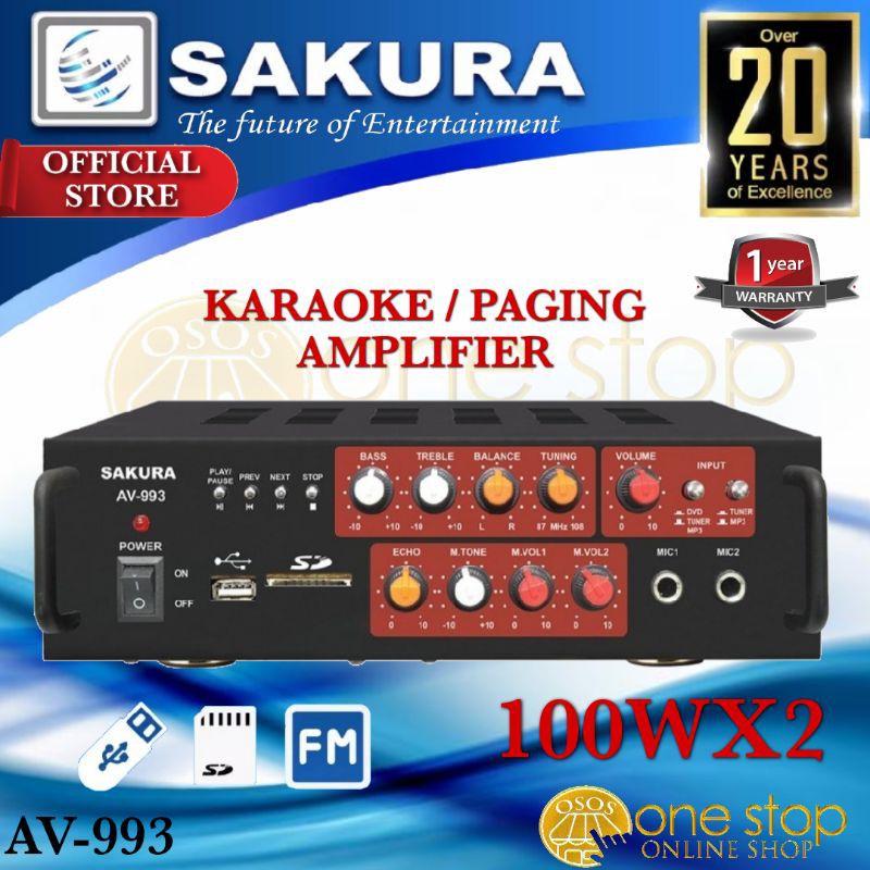 SAKURA ORIGINAL 5 Channel USB Karaoke Amplifier AV-993 •OSOS• | Shopee Philippines