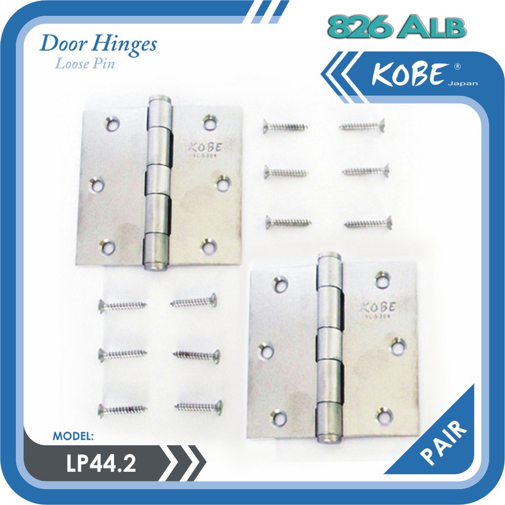 Door Hinge Loose Pin 4" x 4" x 2mm SUS304 Satin Stainless 1pr | Shopee ...
