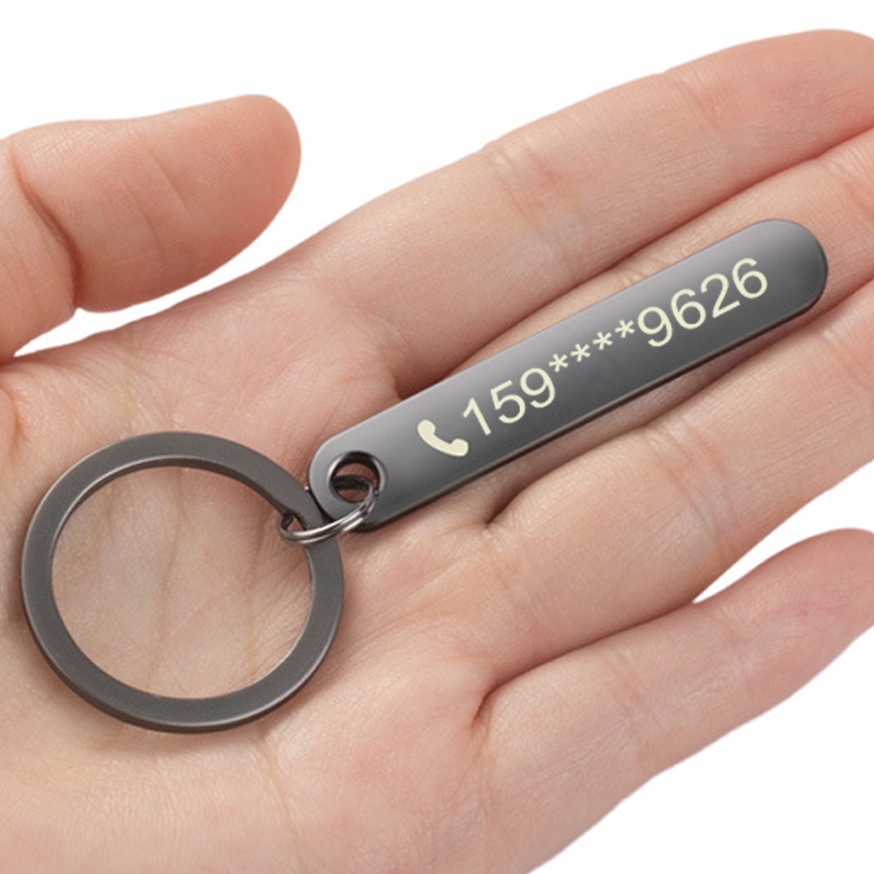 Keychain Custom Name Engrave Personalized Keyring Phone Number Car ...