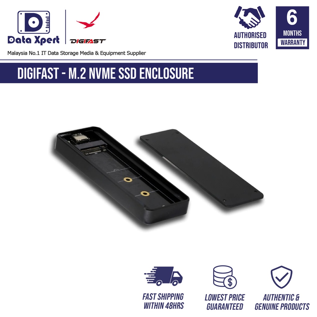 Digifast M.2 NVMe SSD Enclosure, USB3.1 GEN2 Type-C (10 Gbps), Aluminum ...