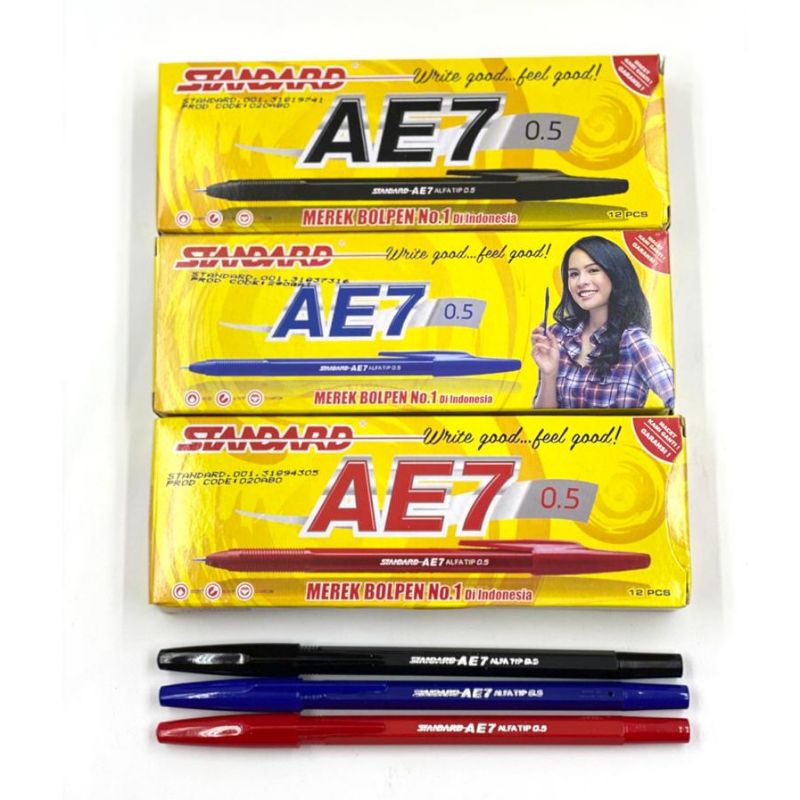 HITAM MERAH Standard AE-7 Ballpoint Pen / Red, Blue, Black Ballpoint ...