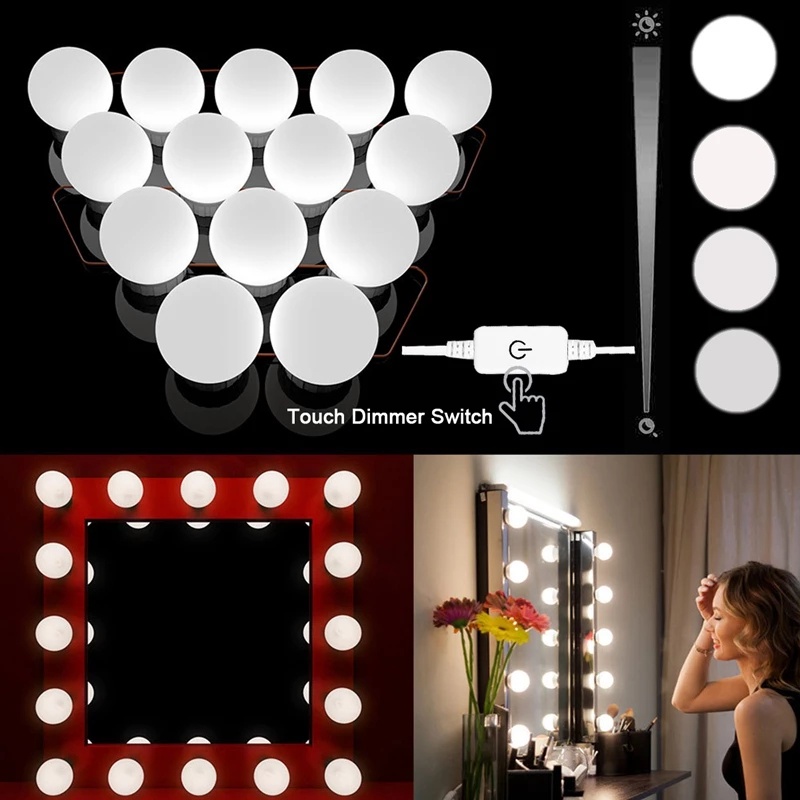 WS LED 12V Makeup Mirror Light Bulb Hollywood Vanity Lights Stepless ...