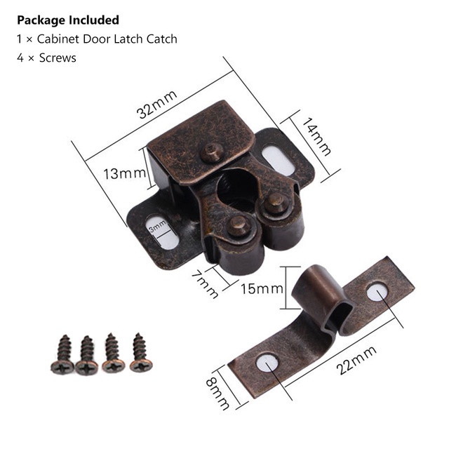 Ready Stock 1Pc Prong Doors Latch Hardware Double Ball Roller Catches ...