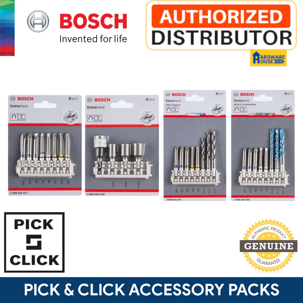 ORIGINAL Bosch Pick and Click Assorted Screw Bit Drill Bit Holder PH PZ ...