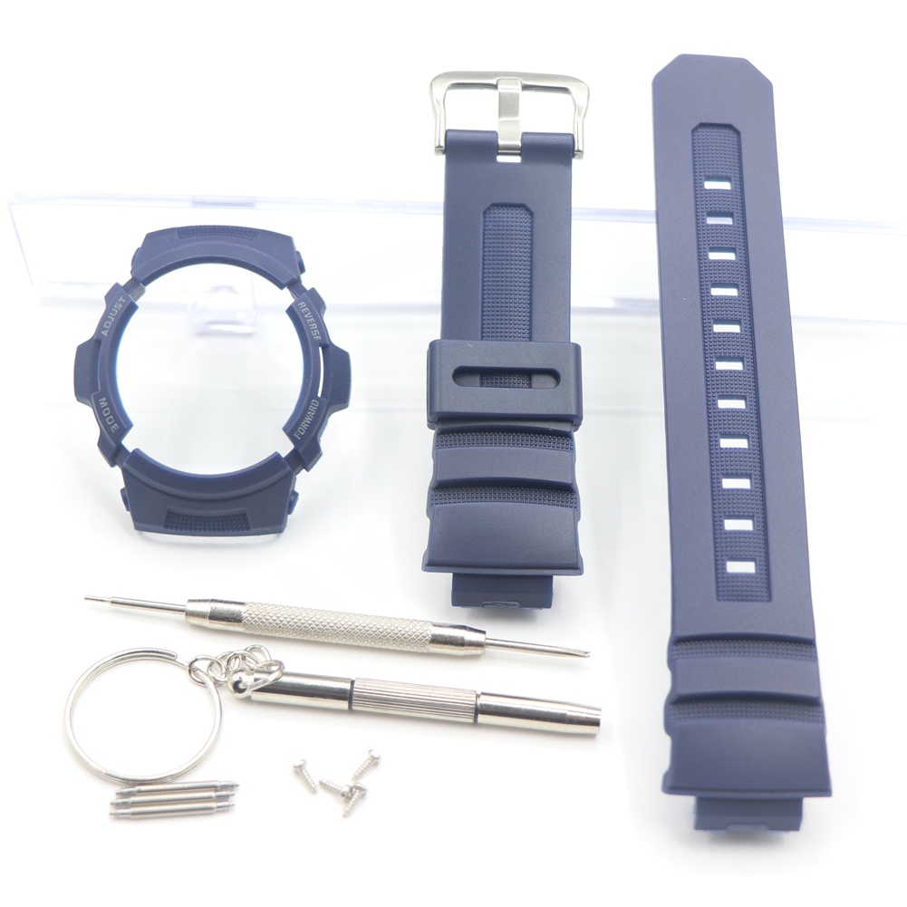 Resin Watchband Strap with Bezel for AW-591 AW-590 AWG-M100 101 G-7700 Men Watch Band Case Sport ...